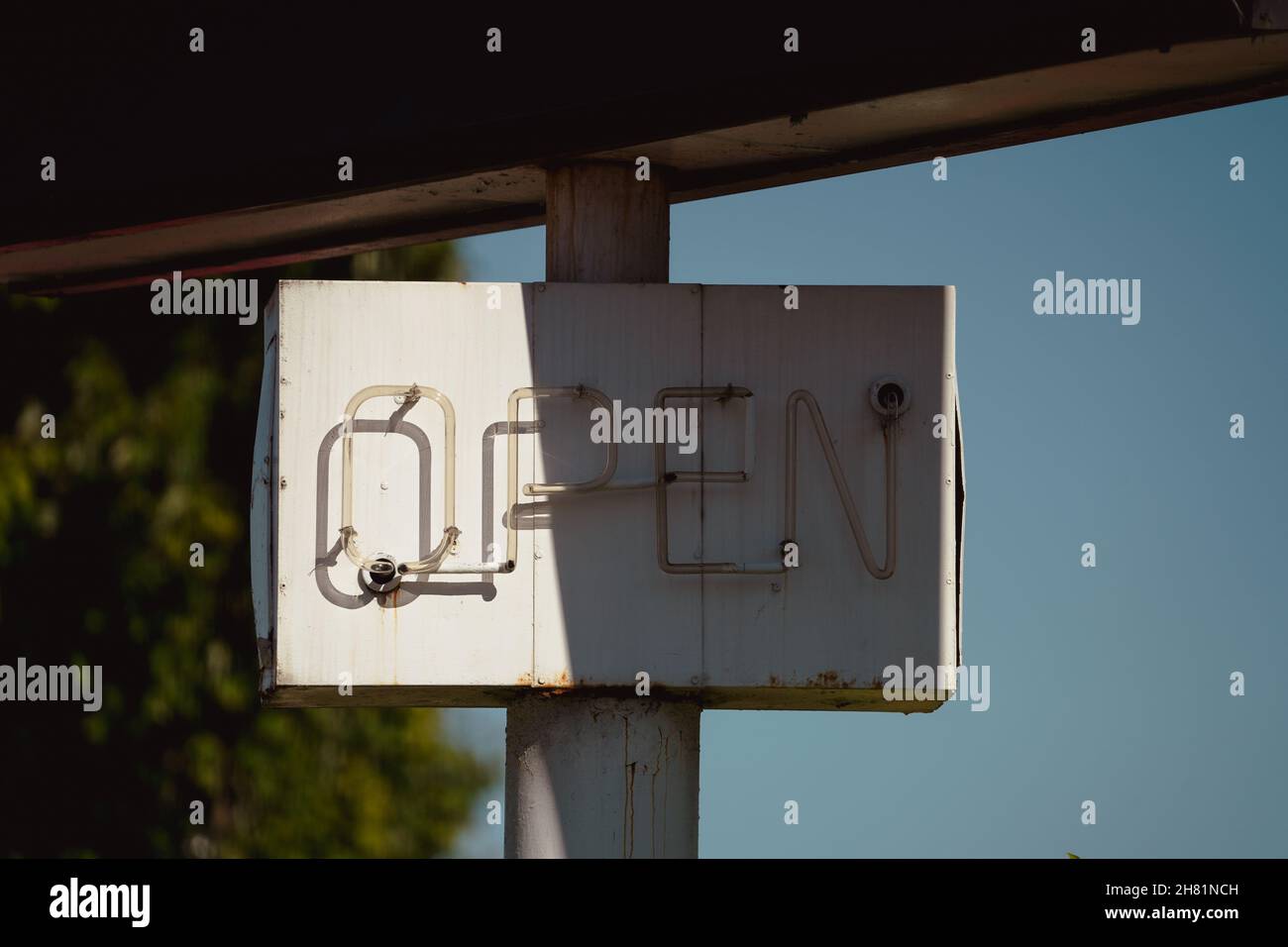 Closeup shot of an open sign outdoors Stock Photo - Alamy