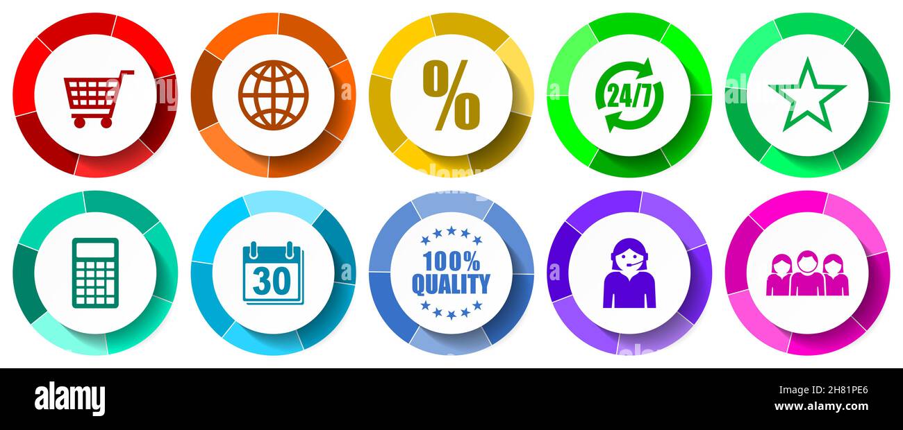 Vector web icon set, flat design business concept illustration ...