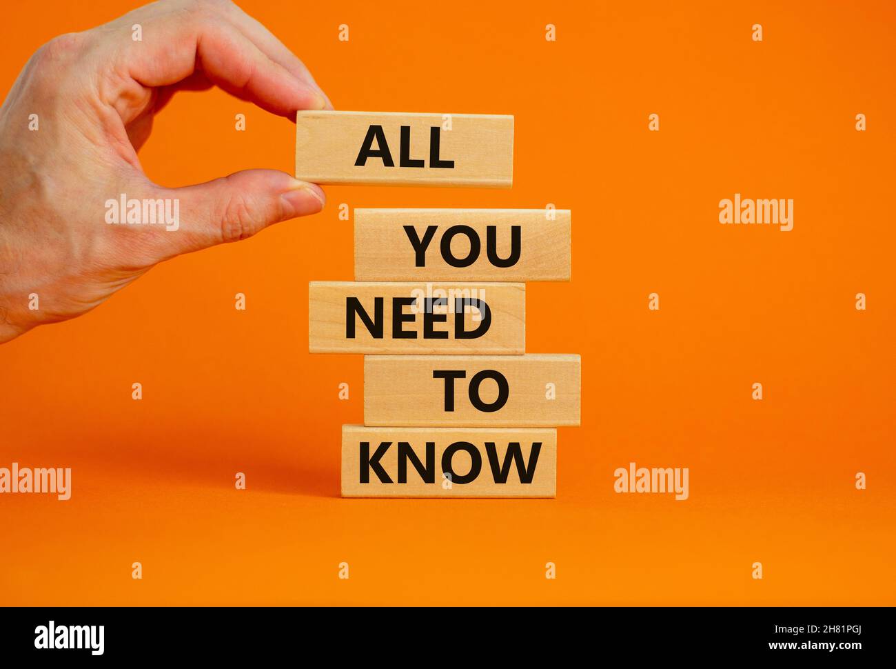 All you need to know symbol. Wooden blocks with words All you need to ...