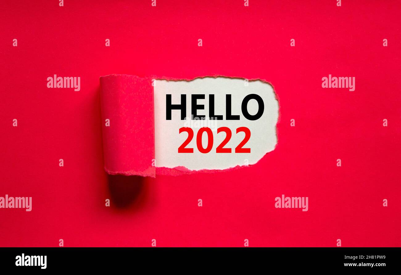 2022 hello new year symbol. Concept words Hello 2022 appearing behind ...
