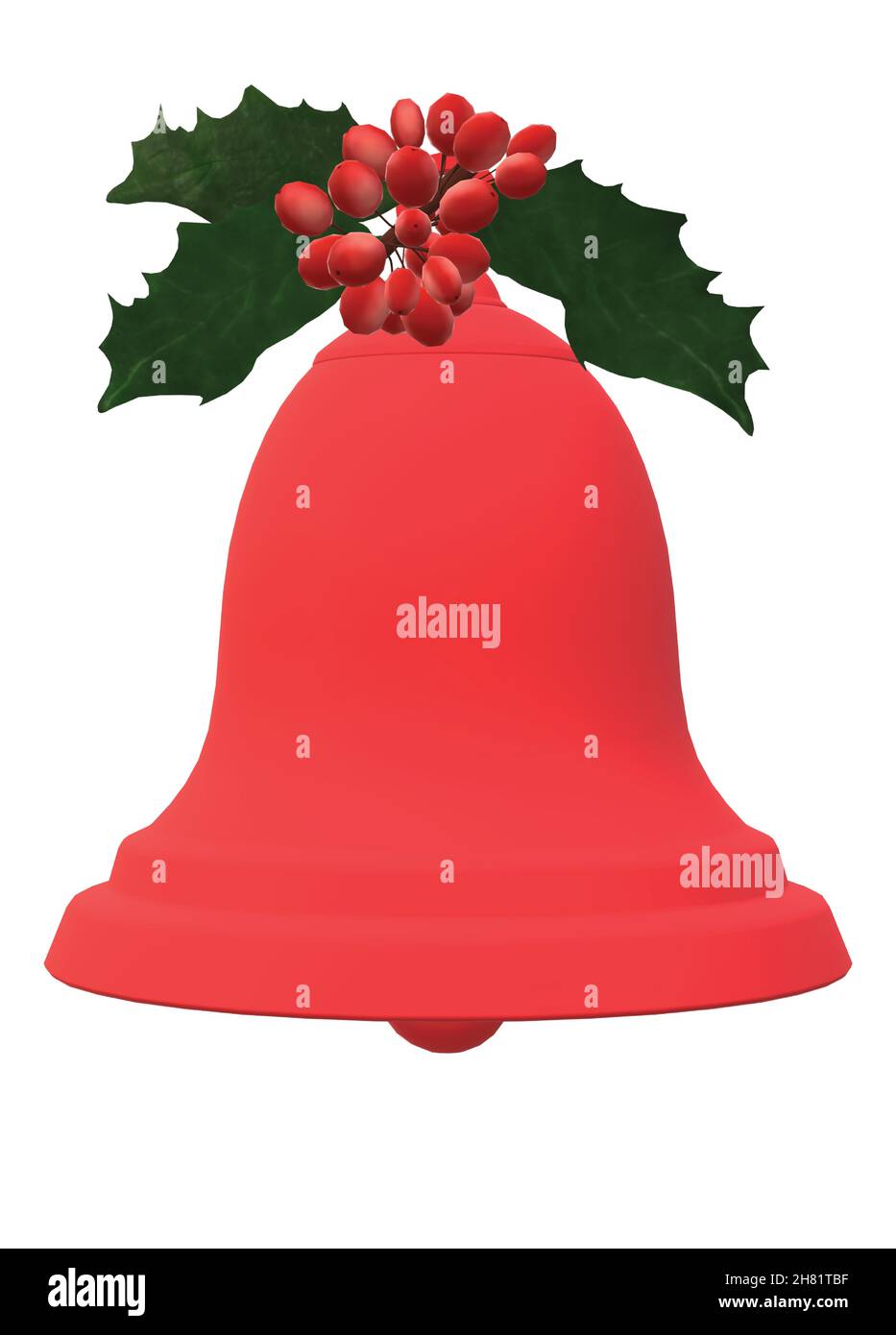 Solid Red Christmas Bell Ornament Holly Berries Stock Vector Image ...