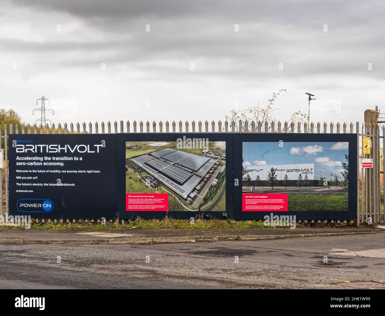 Britishvolt sign at North Blyth/Cambois in Northumberland, UK on the ...