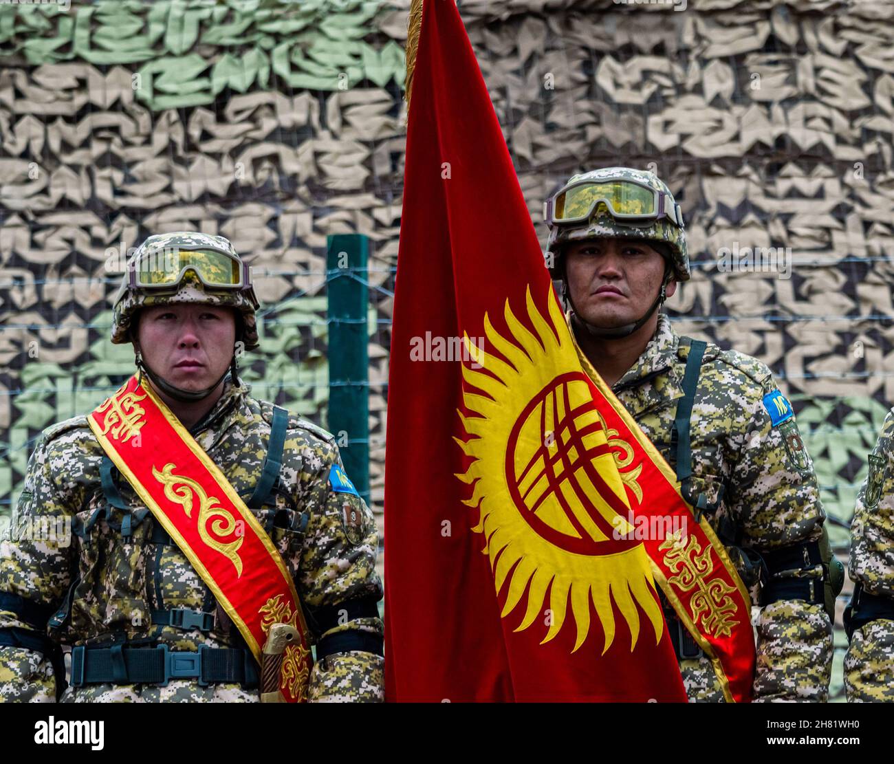 Soldier with flag collective security treaty organization hi-res stock ...