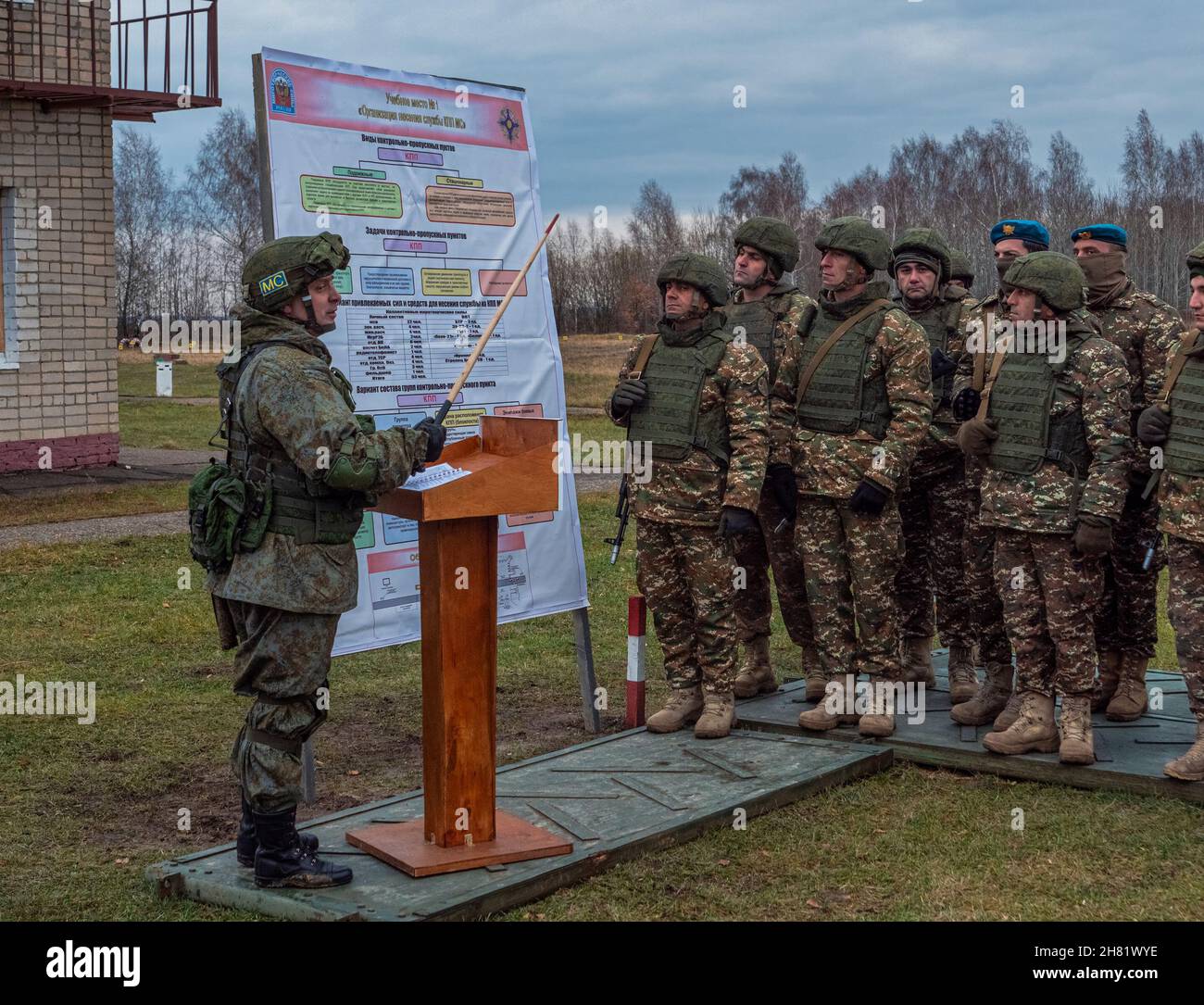Kazan, Russia. 08 November 2021. A military officer explains the ...