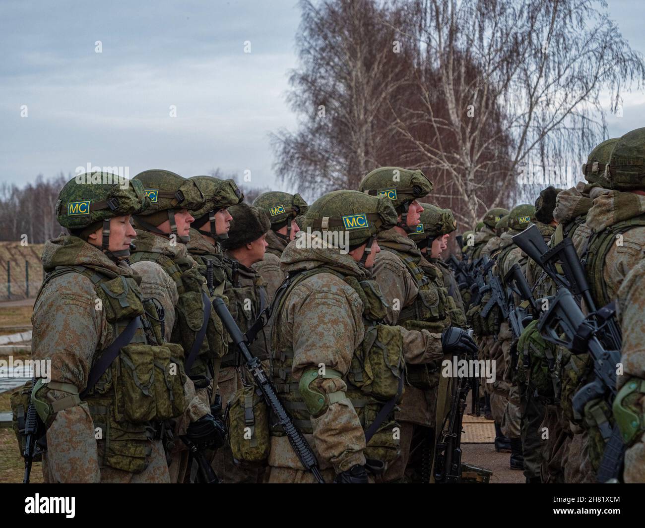 Kazan, Russia. 08 November 2021. A line of peacekeeping soldiers ...