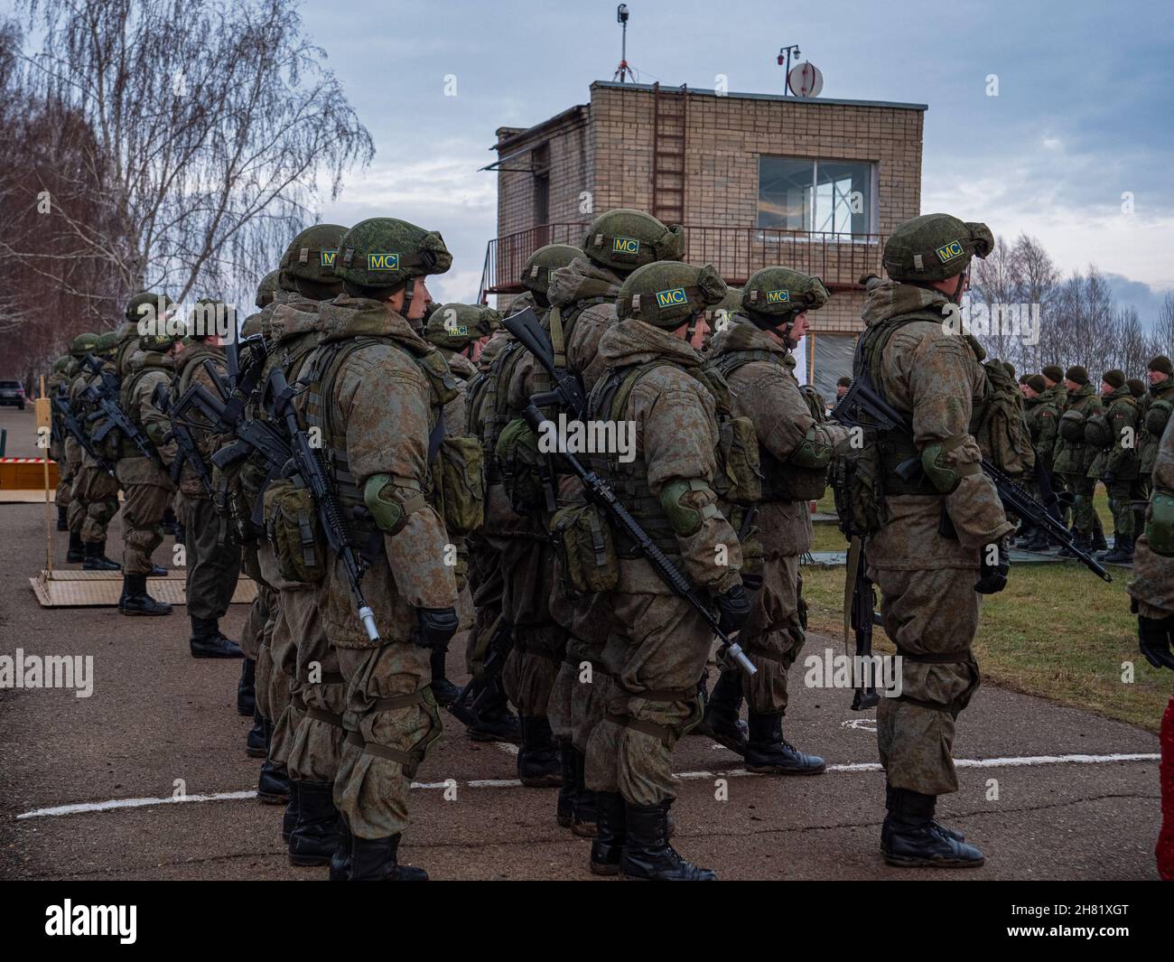 Kazan, Russia. 08 November 2021. A line of peacekeeping soldiers ...