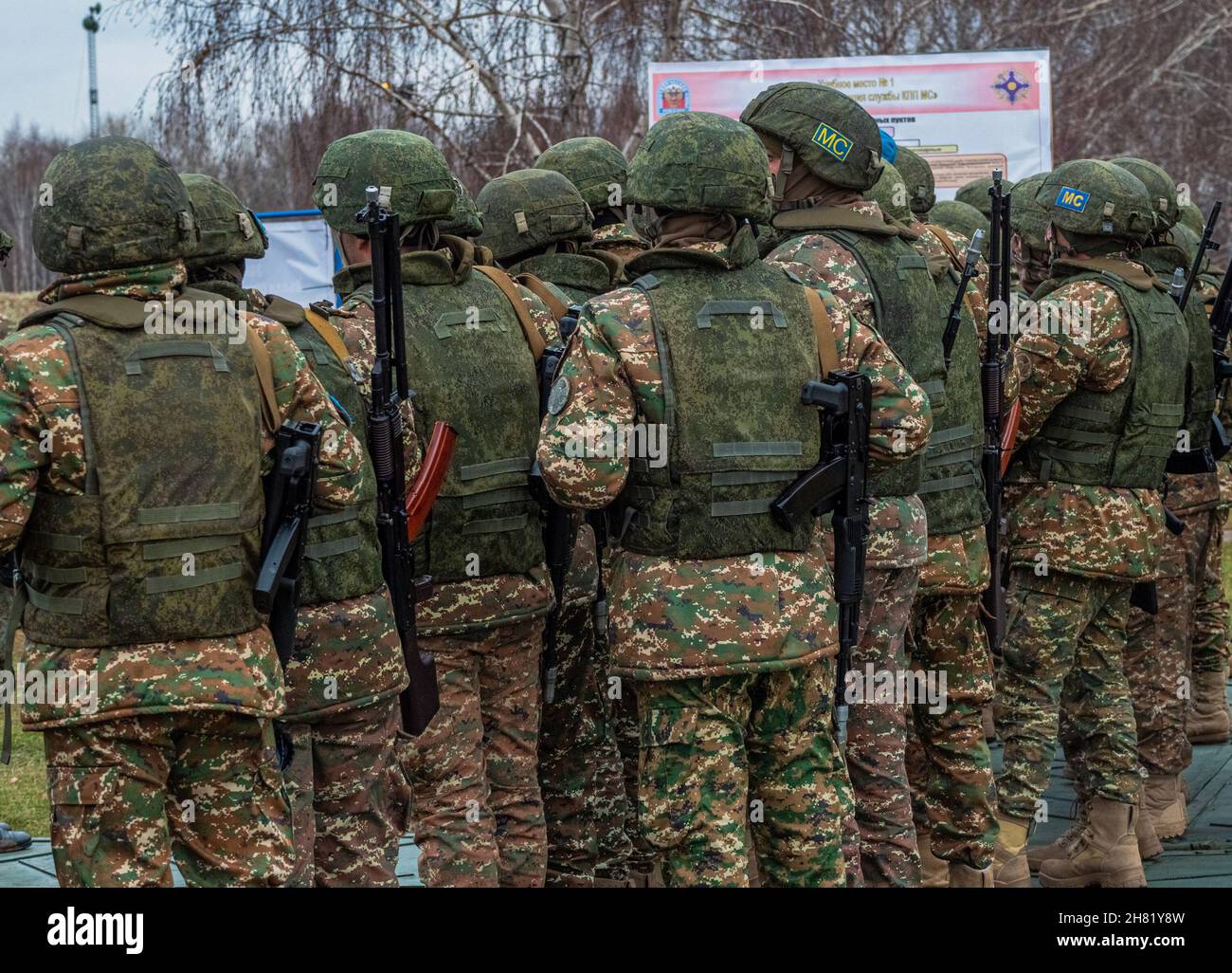 Kazan, Russia. 08 November 2021. A line of peacekeeping soldiers ...