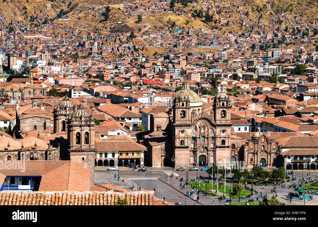 Aerial view of the main square of Cusco in Peru Stock Photo - Alamy