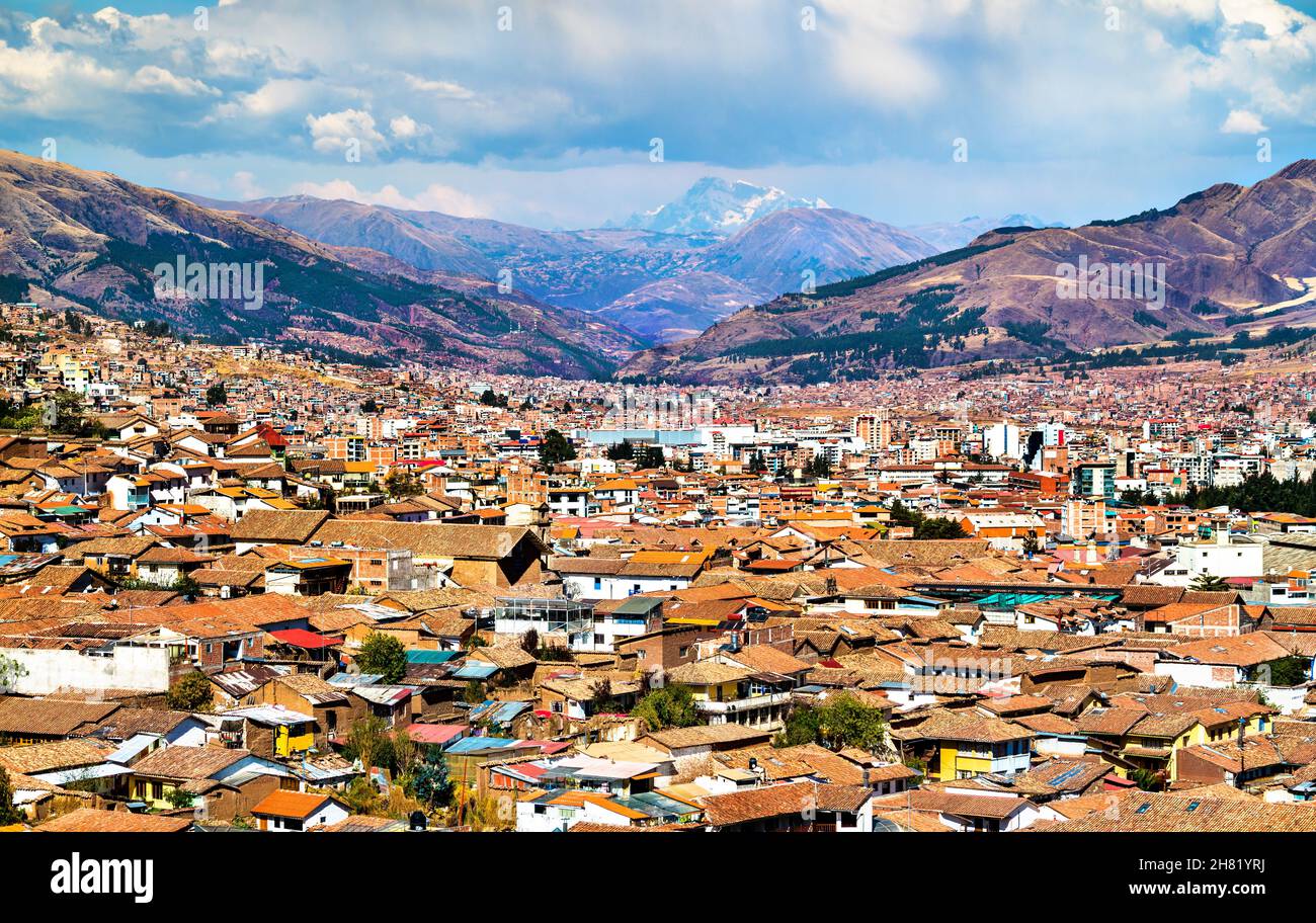 Aerial view of Cusco in Peru Stock Photo - Alamy