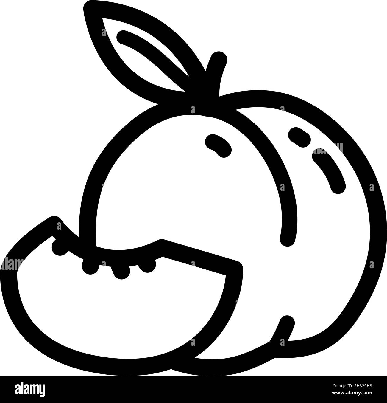 Peach half outline icon. Flat slice peach vector icon for web design ...