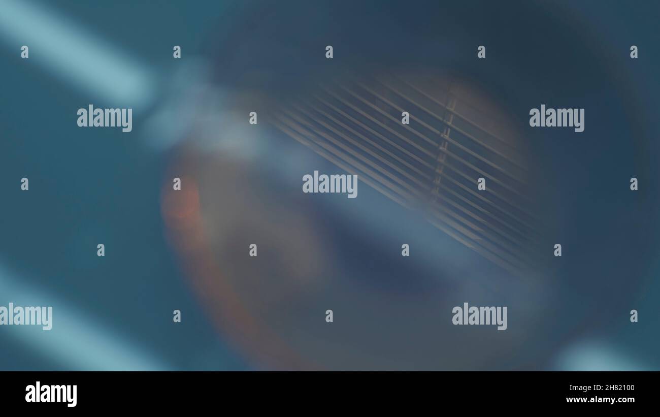 A Venetian blinded window in the midst of a fuzzy blue haze Stock Photo ...