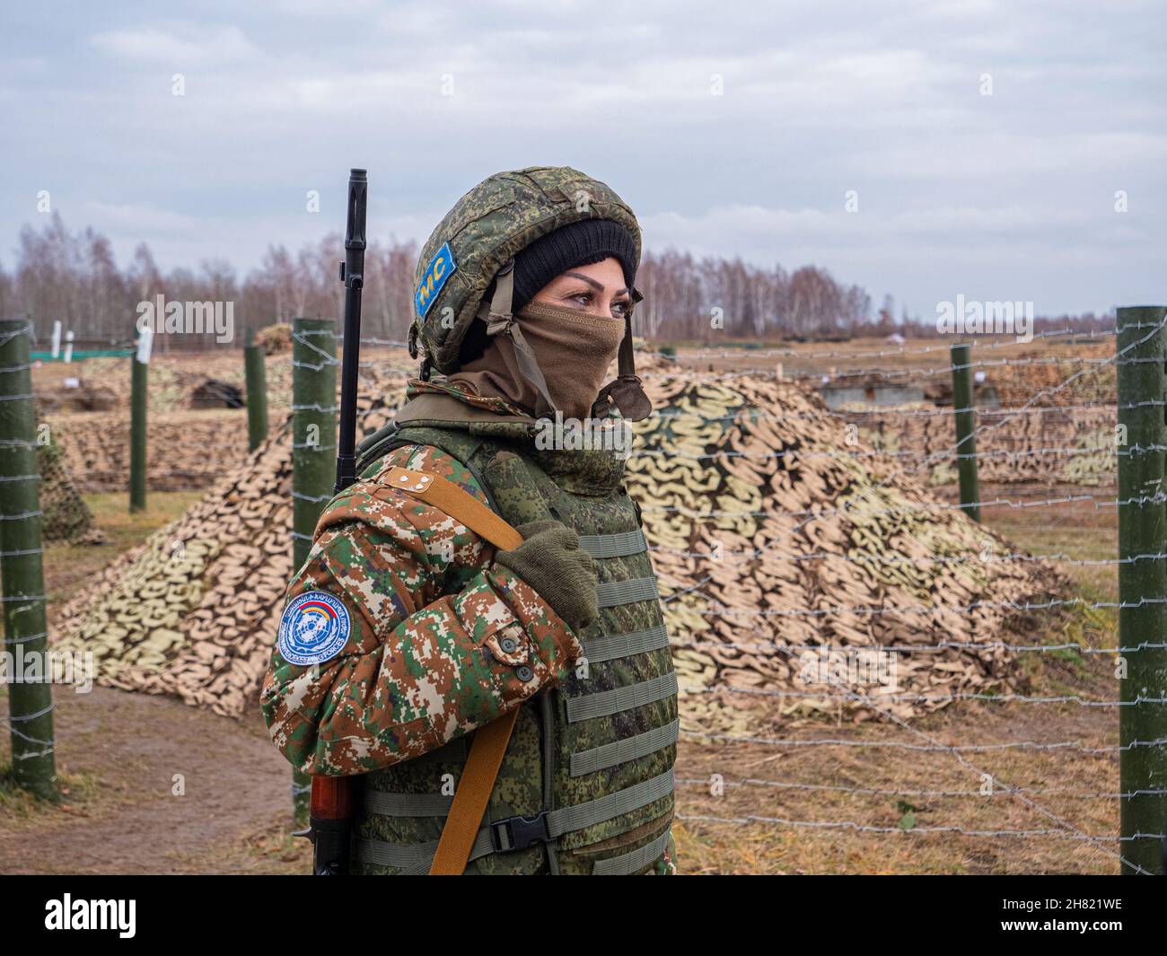 Kazan, Russia. 08 November 2021. A female soldier in the Armenian armed ...