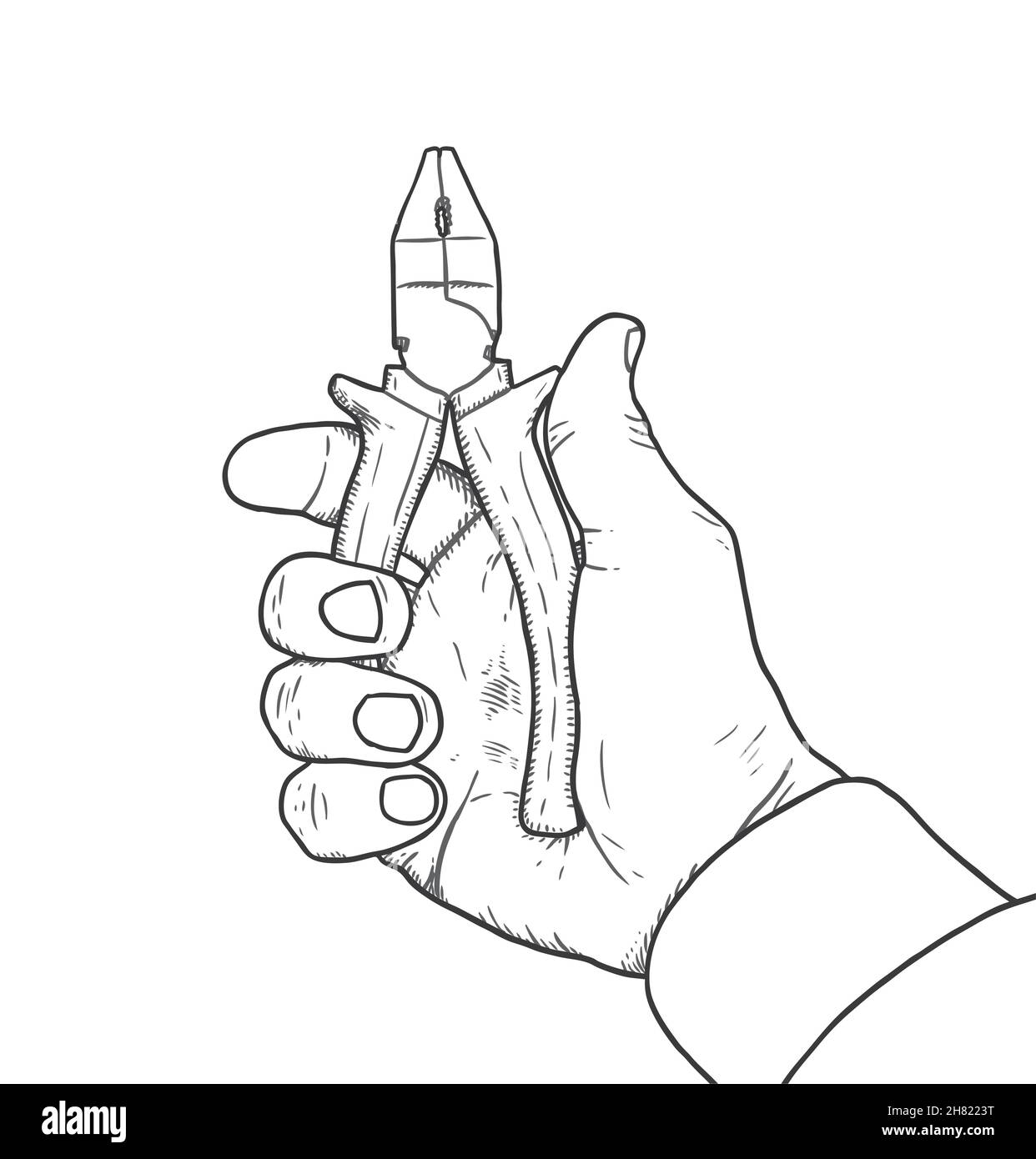 Hand drawn hand with pliers, vector illustration Stock Vector Image ...