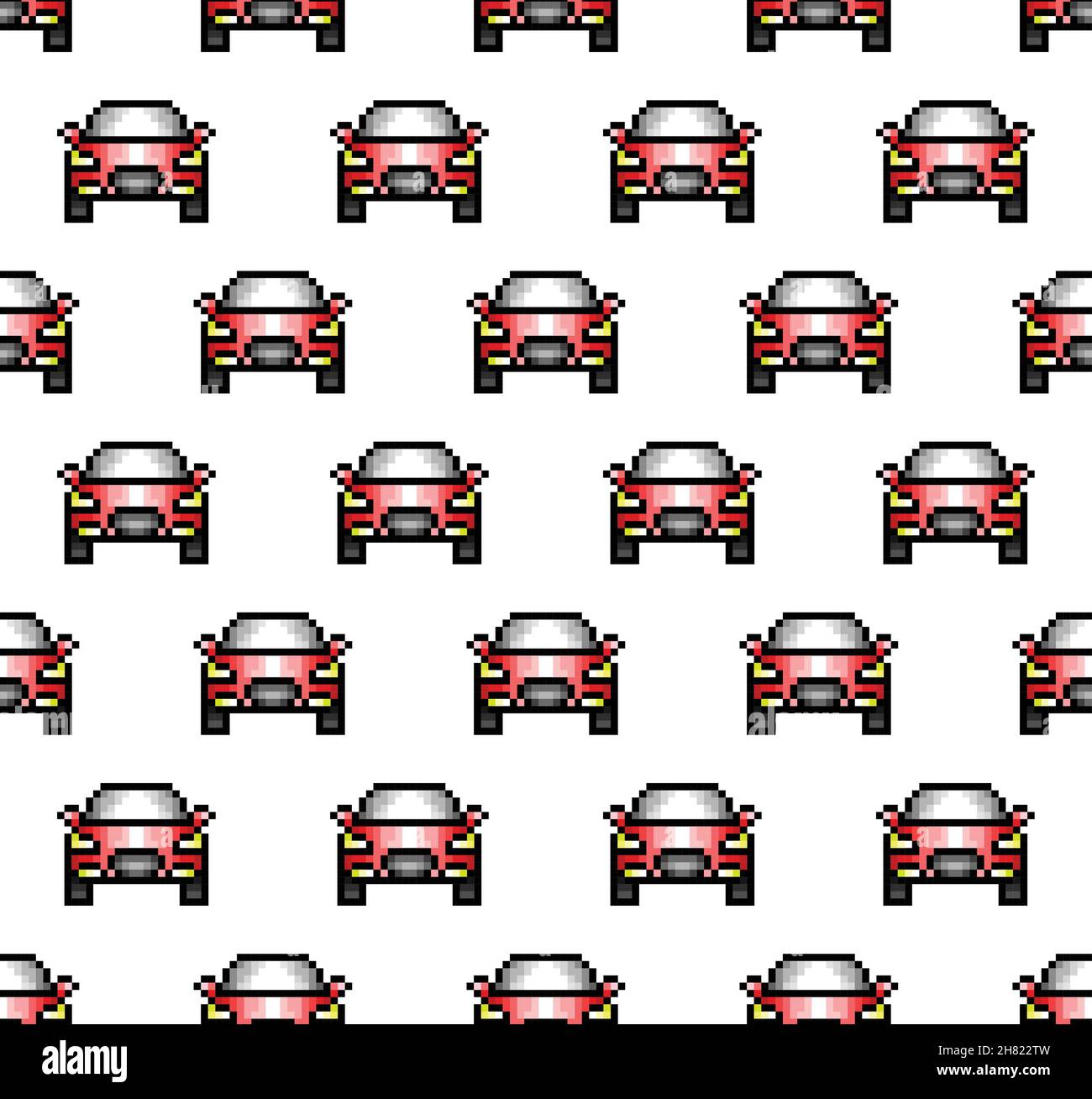 Pixel art style car seamless pattern, colorful vector illustration. Car ...