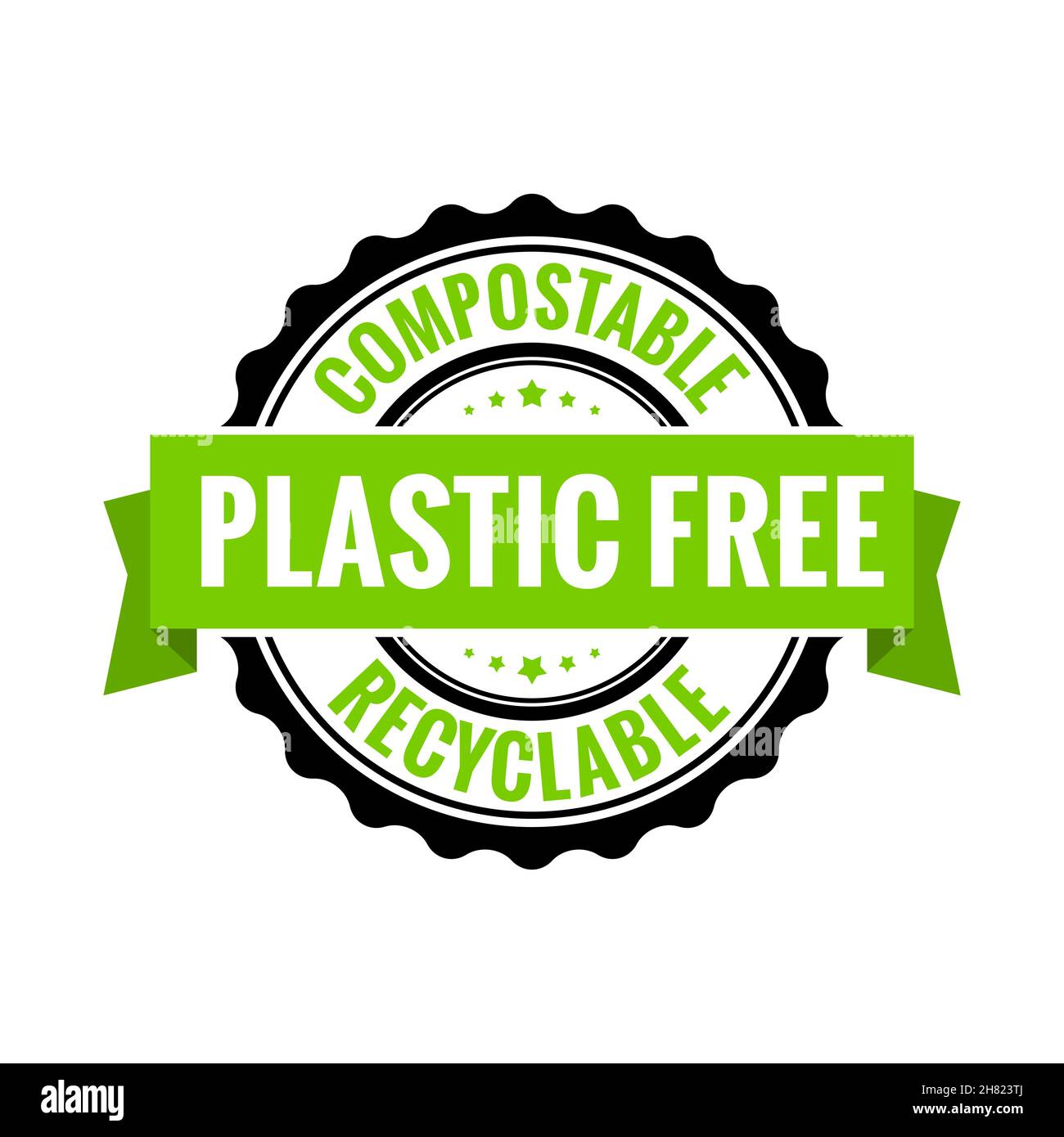 Plastic free sticker circle eco stamp icon. Zero bpa green plastic free ...