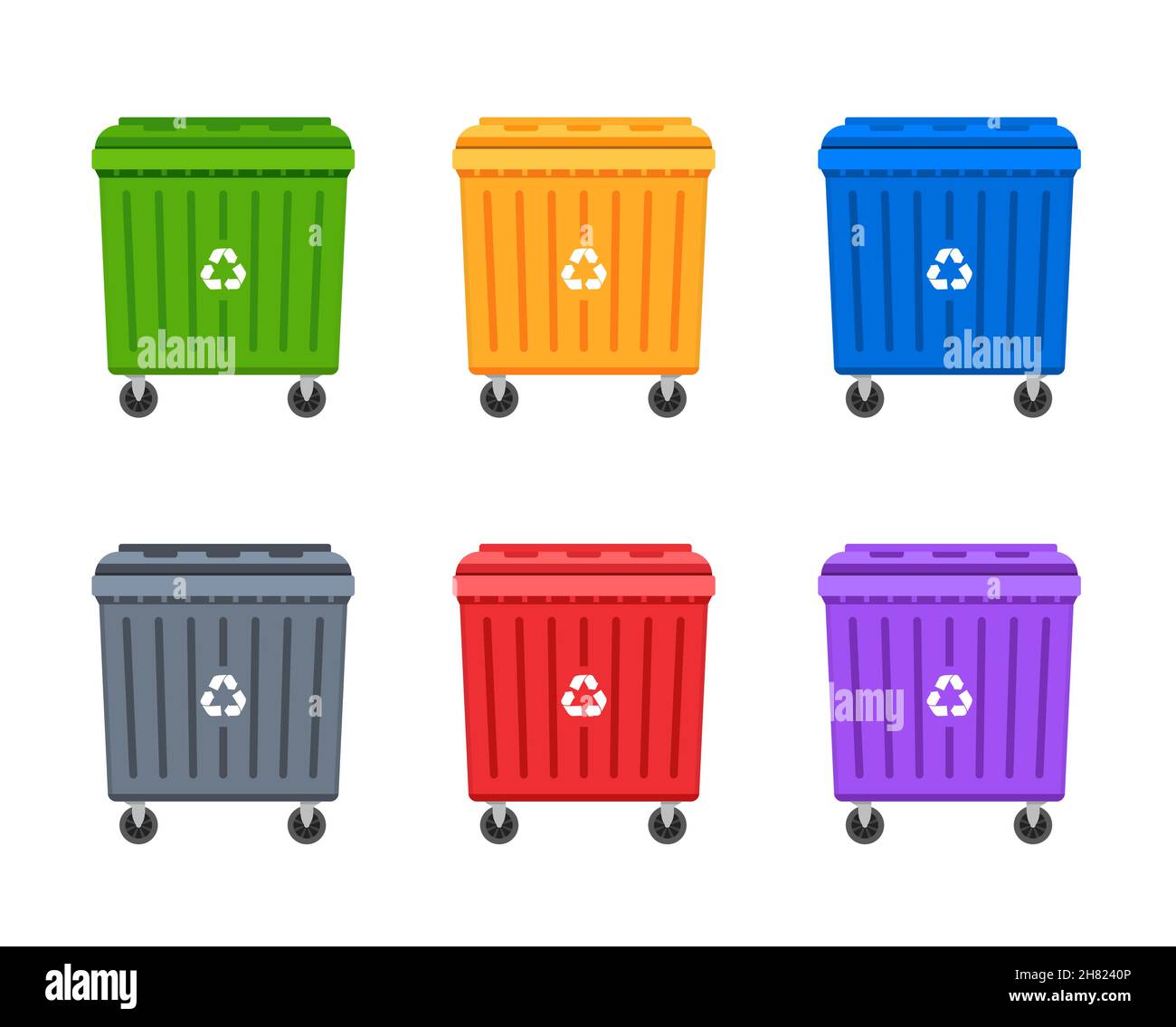 Trash container bin icon. Garbage can metal recycle basket box for ...