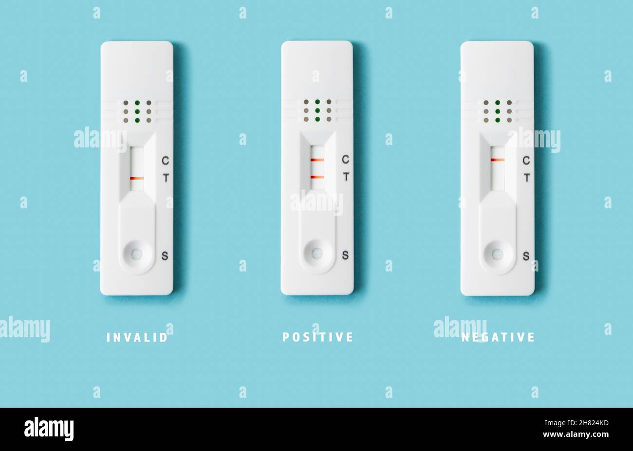 Possible results of rapid SARS-COV-2 antigen test, inavlid, positive or ...