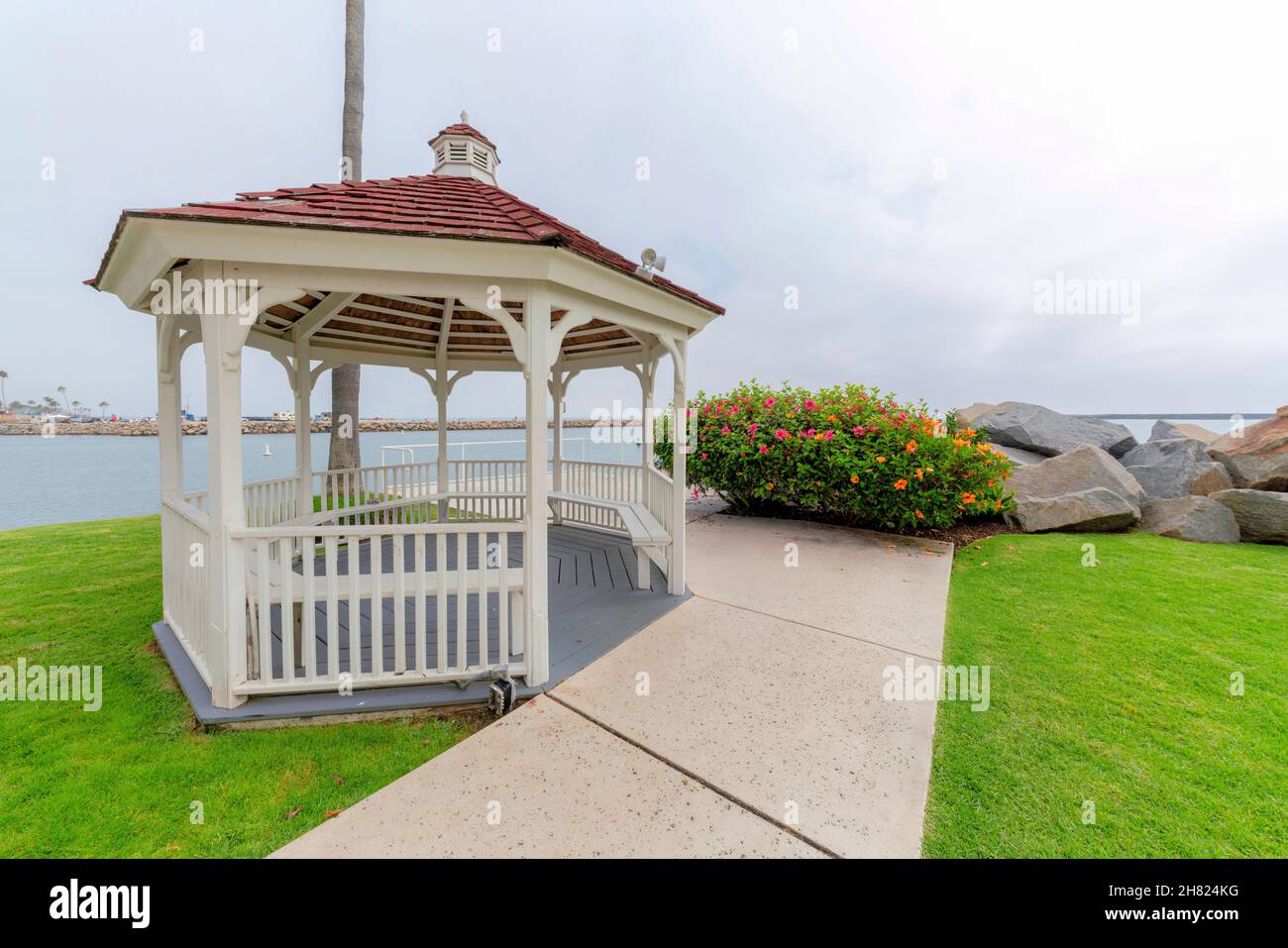 Gazebo at the coastal area of Oceanside in California. Gazebo with ...