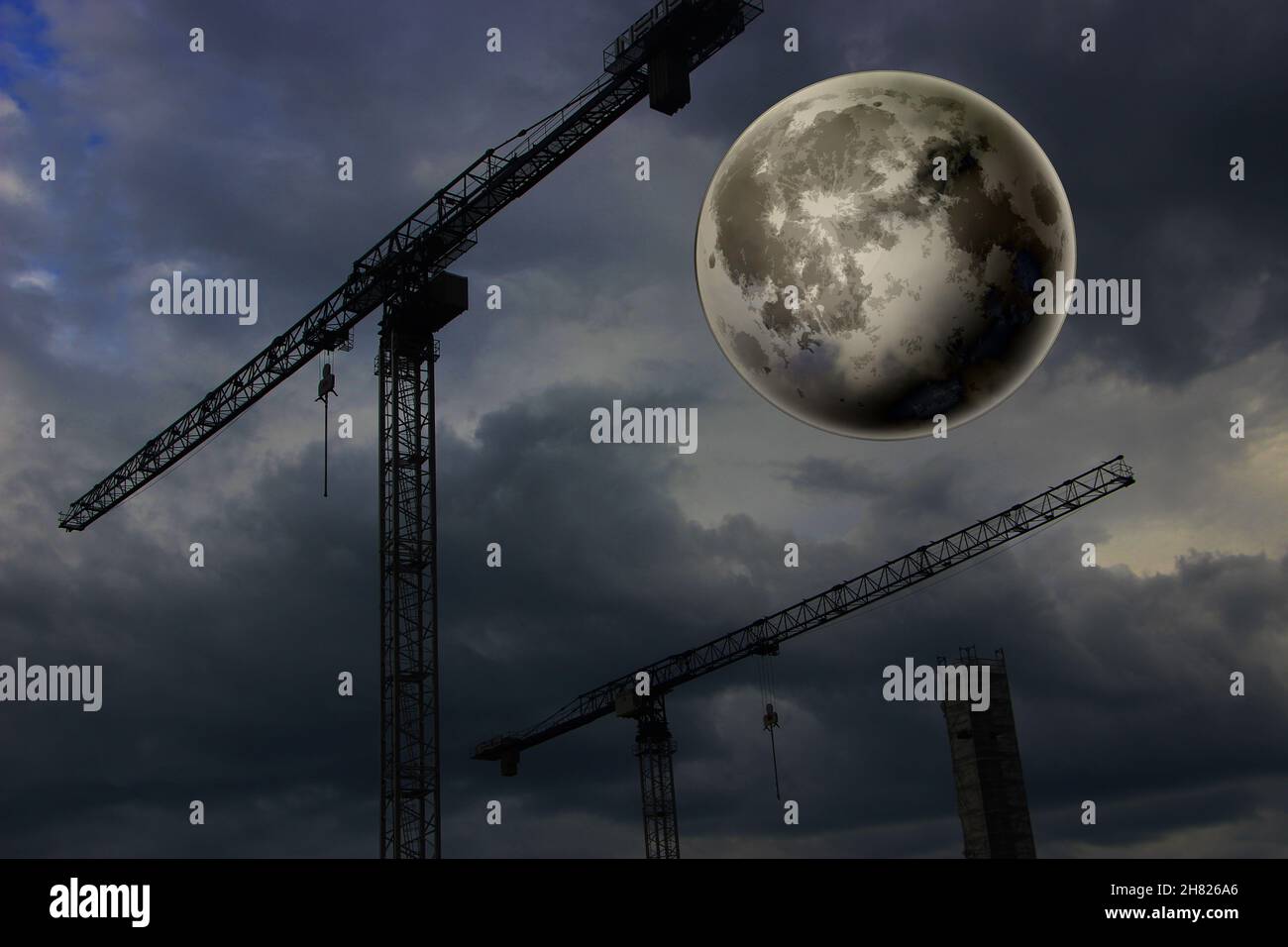 Fantastic night landscape big moon hi-res stock photography and images ...