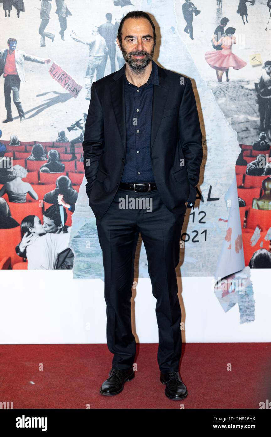 Turin, Italy. 26 November 2021. Neri Marcore poses during the photocall ...