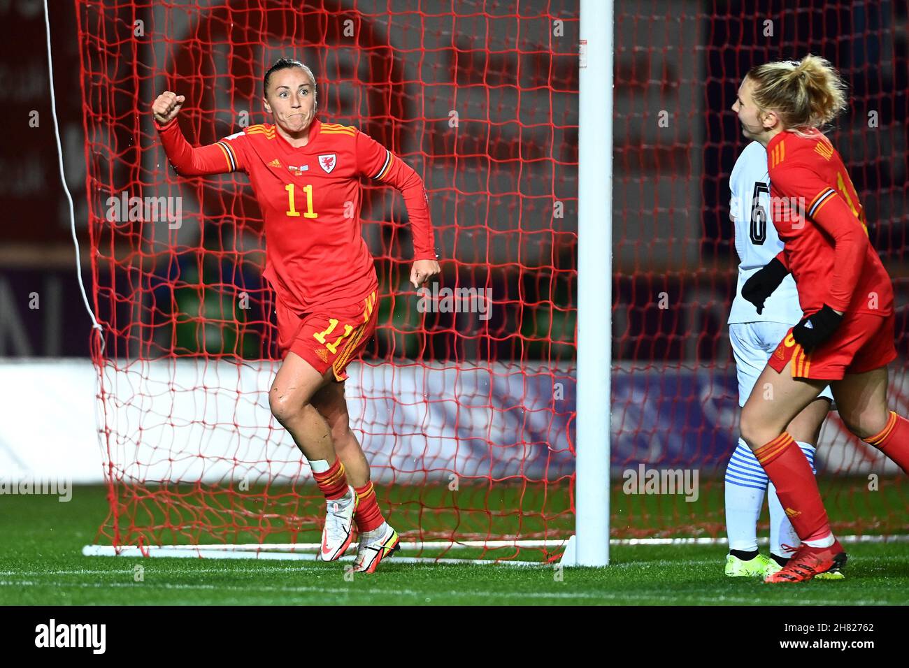 Natasha Harding #11 of Wales Women celebrates scoring her side's fifth ...