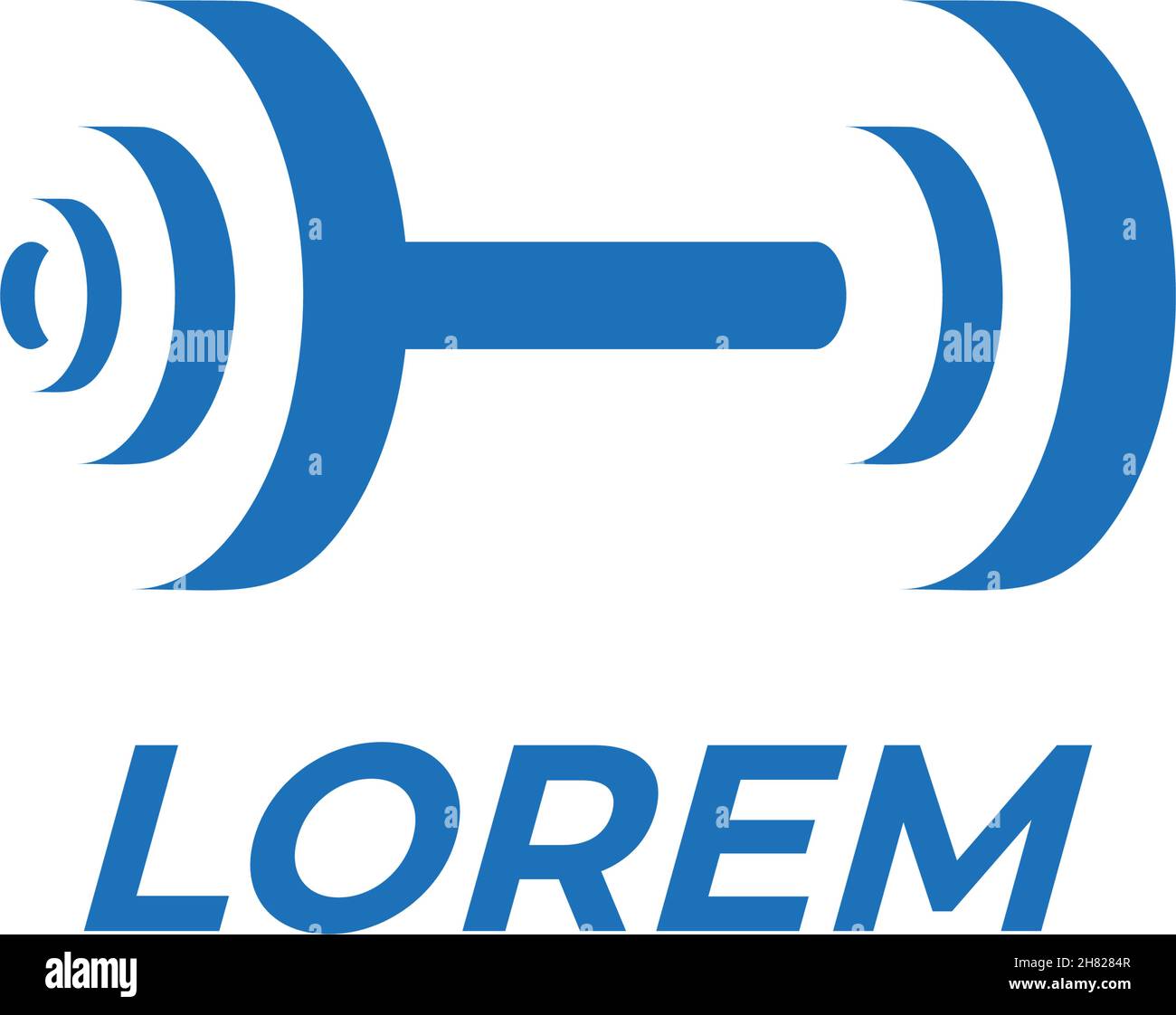 Blue barble Gym icon logo vector illustration. Chest, defined Stock ...