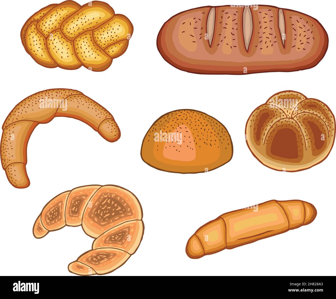 Set of baked breads, vector illustration Stock Vector Image & Art - Alamy