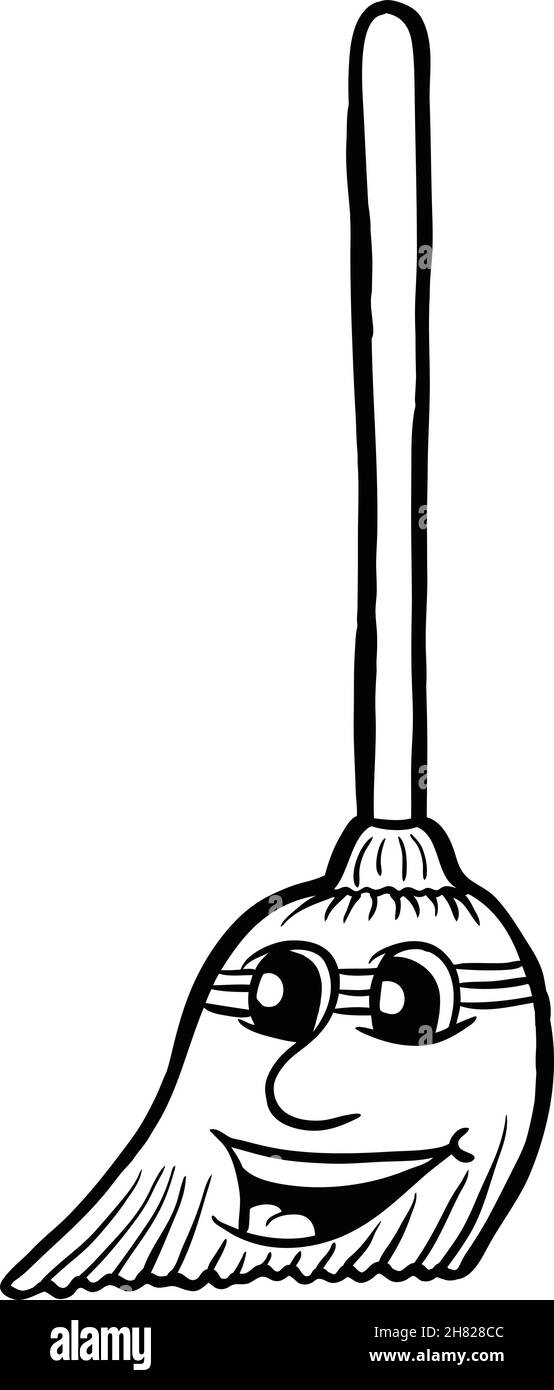 Mop with smile, vector illustration, coloring book Stock Vector Image ...