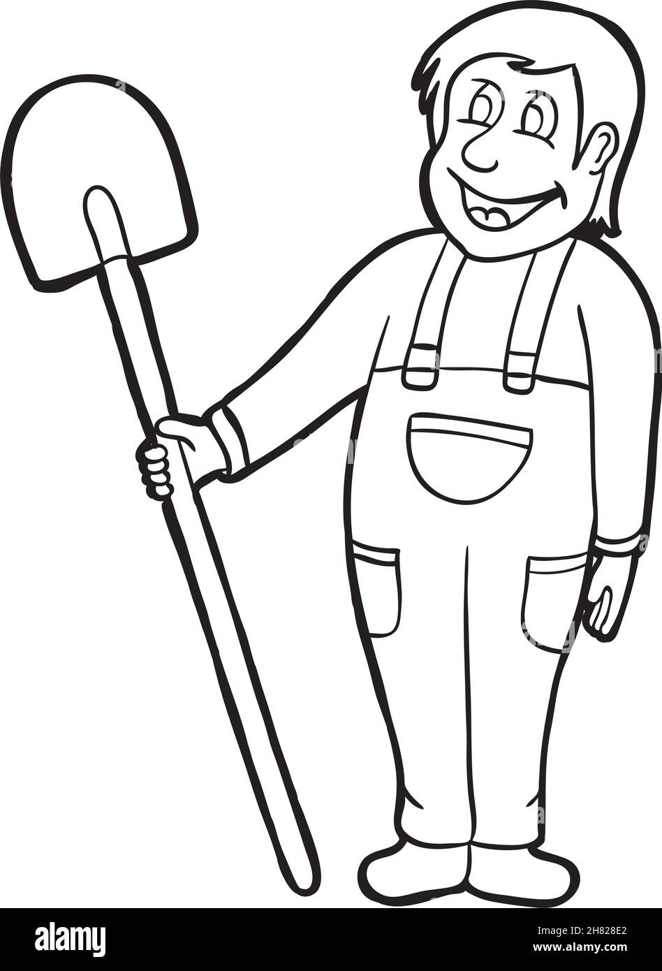 Worker with smile, vector illustration, coloring book Stock Vector ...