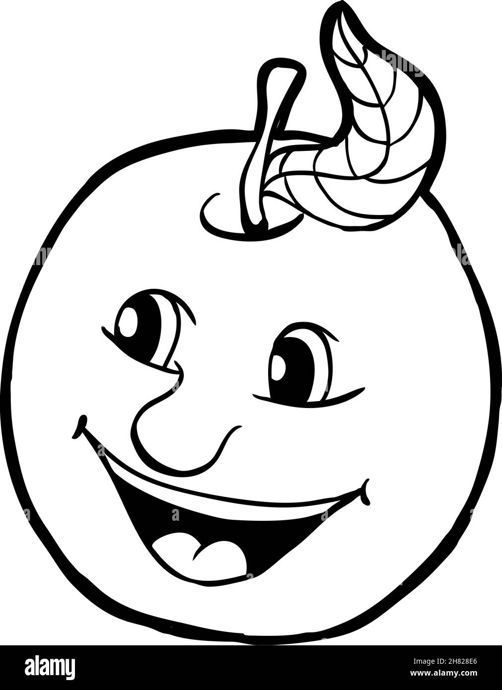 Apple with smile, vector illustration, coloring book Stock Vector Image ...