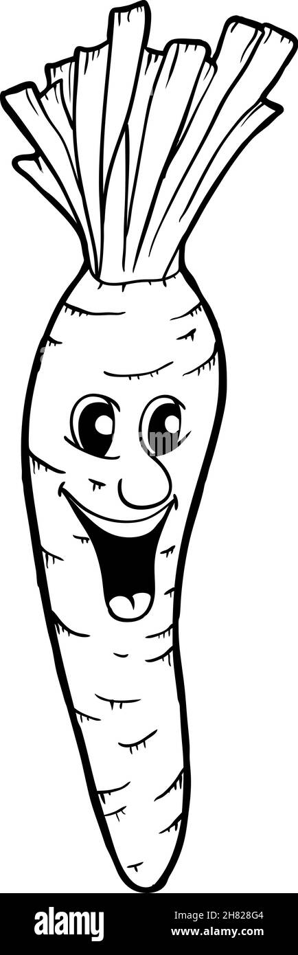 Carrot with smile, vector illustration, coloring book Stock Vector ...