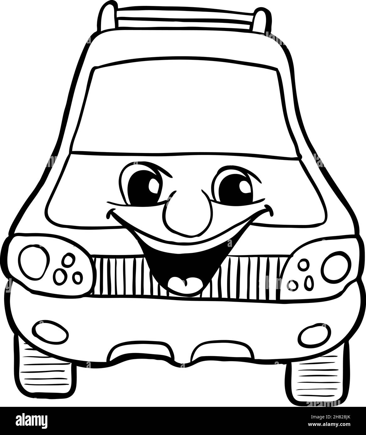 Car with smile, vector illustration, coloring book Stock Vector Image ...