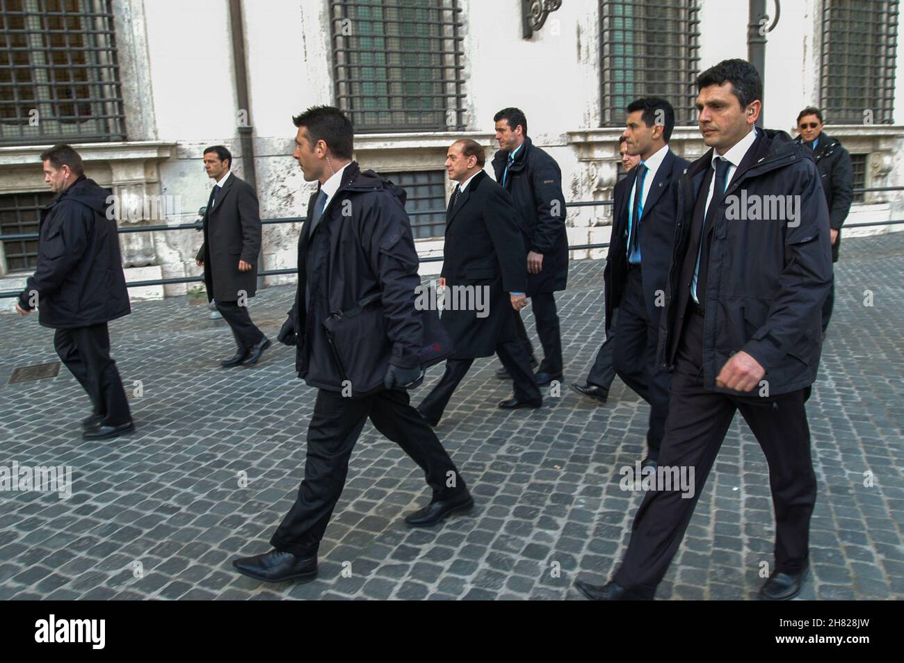 Rome, Italy 27/02/2004: Silvio Berlusconi with escort, Palazzo Chigi ...