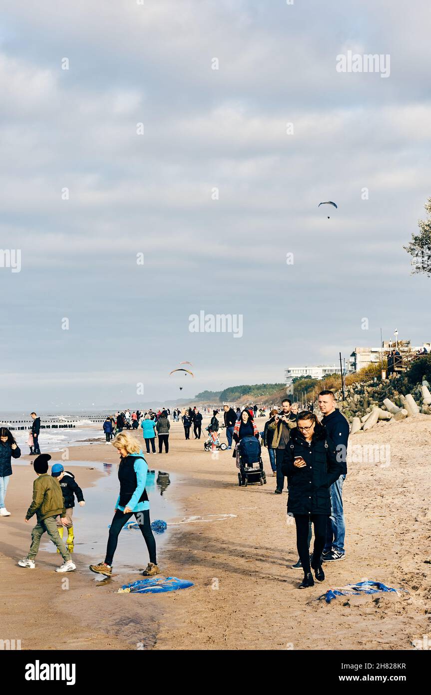 SARBINOWO, POLAND - Oct 15, 2017: A vertical shot of a sandy beach in ...
