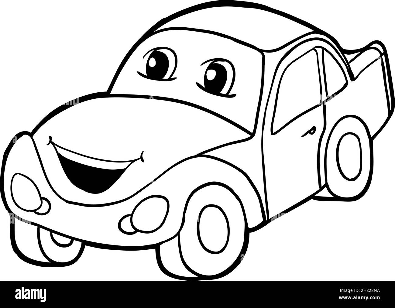 Car with smile, vector illustration, coloring book Stock Vector Image ...