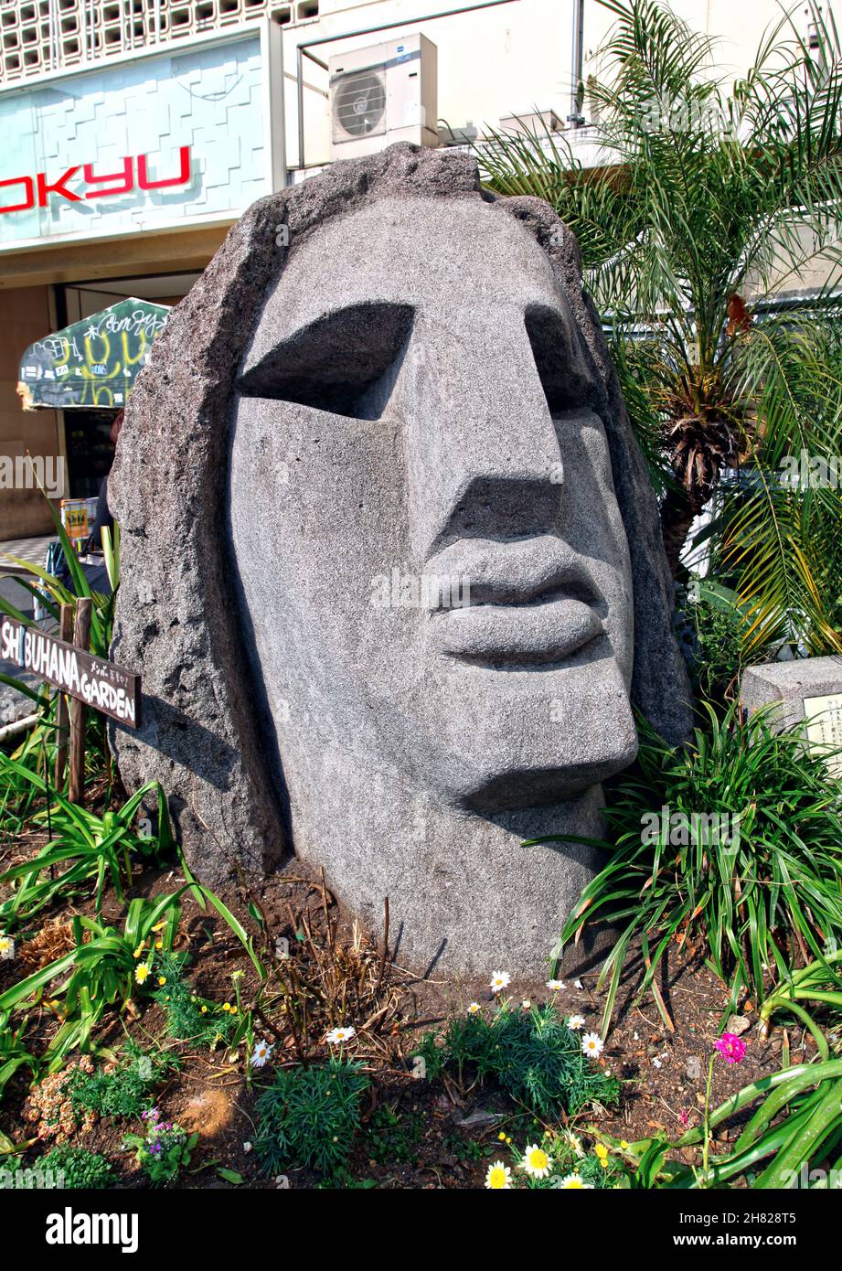 The Moyai Statue in Shibuya near the JR train station, donated by the ...