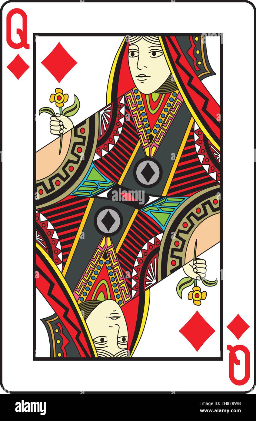 Queen of diamonds playing card, vector illustration Stock Vector Image ...
