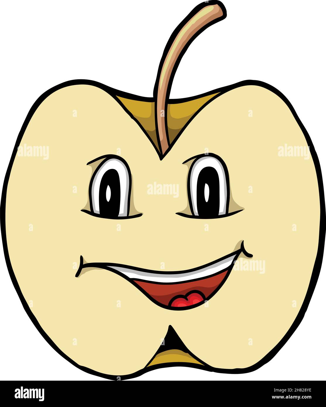 Apple with smile, vector illustration, coloring book Stock Vector Image ...
