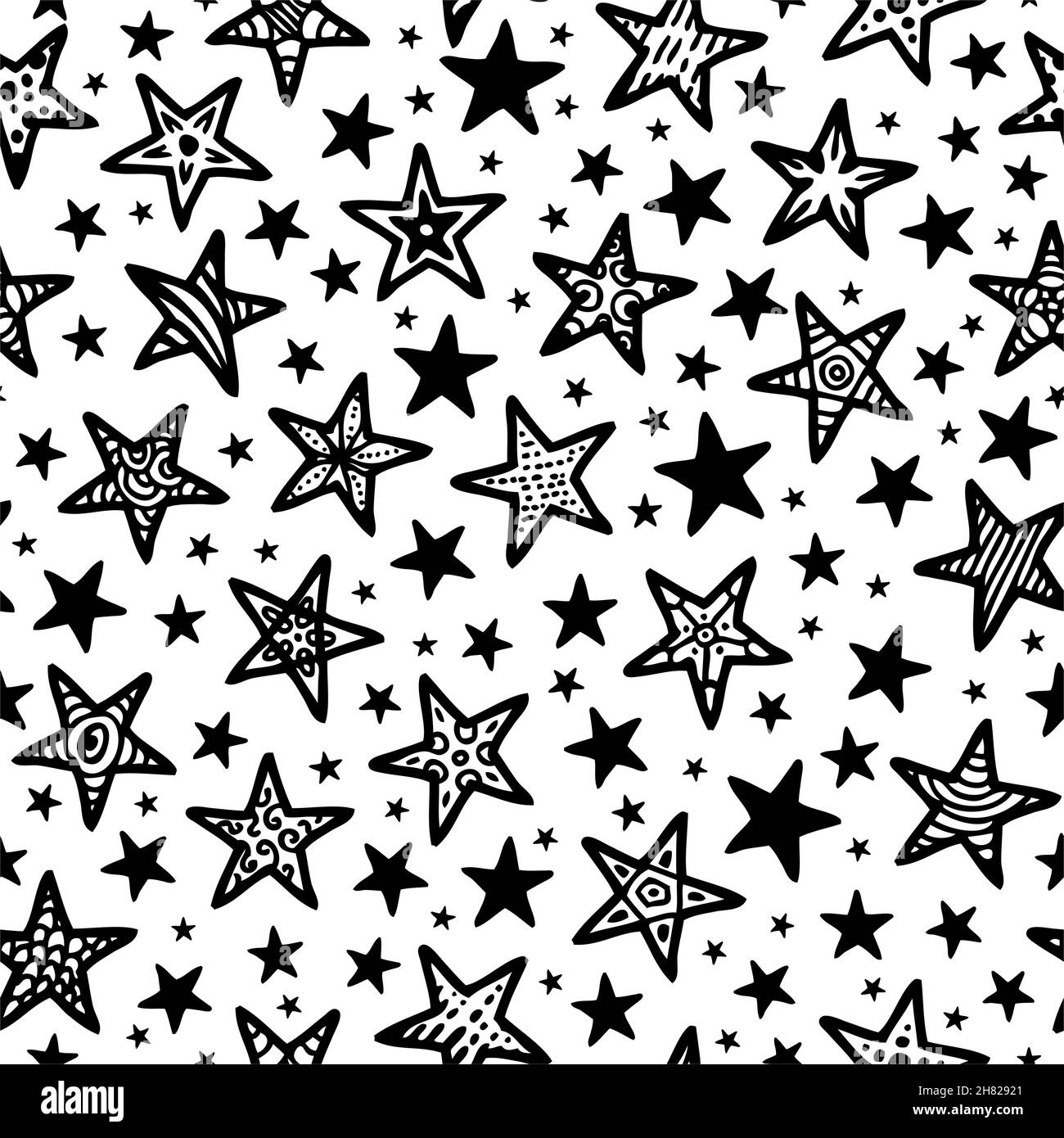 Hand drawn seamless pattern with doodle stars Stock Vector Image & Art ...