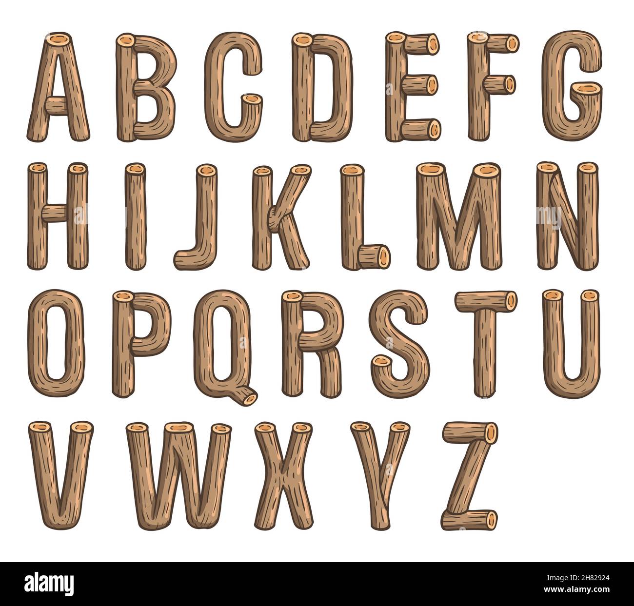 Painted wood vector abc, font, 3D, alphabet Stock Vector Image & Art ...