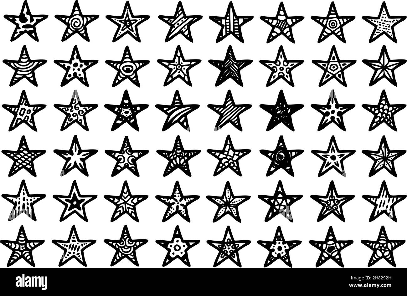 Vector of Stars in zentangle style, collection set Stock Vector Image ...