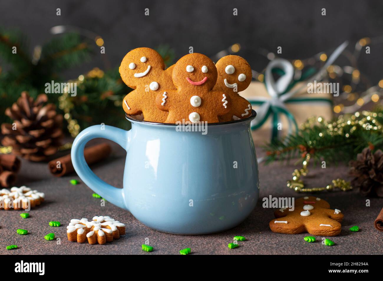 Homemade gingerbread cookies in the form of fabulous gingerbread men ...