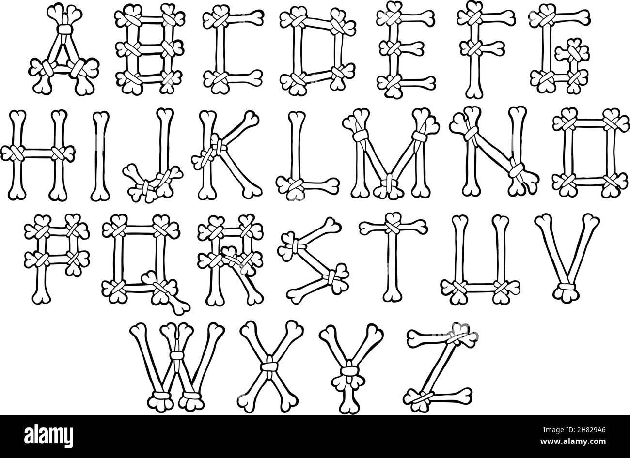 Bones Alphabet vector, font illustration Stock Vector Image & Art - Alamy