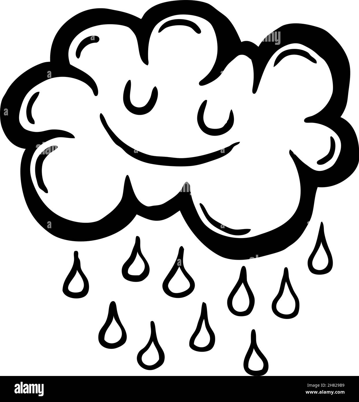 Painted cartoon rain cloud, vector illustration Stock Vector Image ...