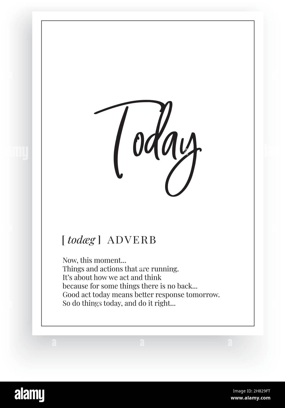Today definition, vector. Minimalist poster design. Wall decals, today ...