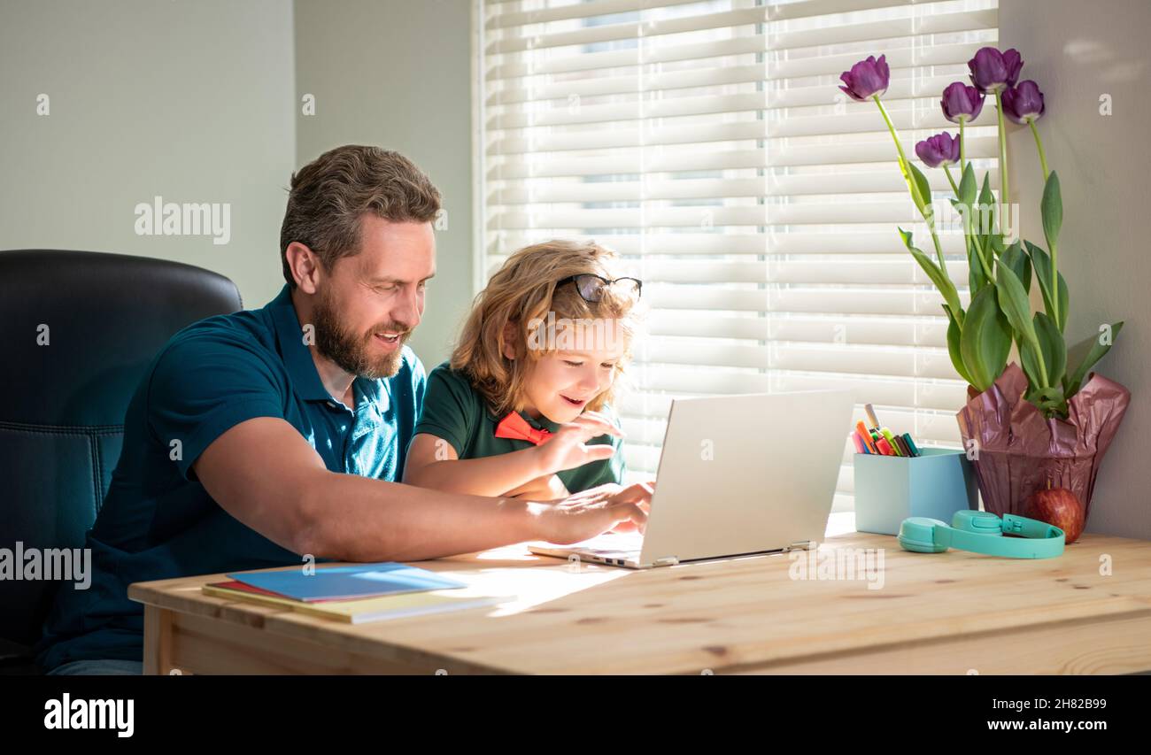 online education on laptop. homeschooling and elearning. back to school ...