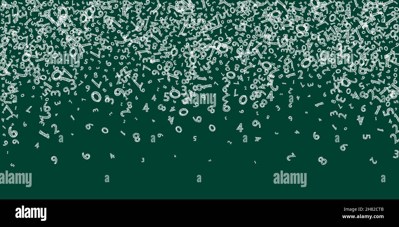 Falling childish chalk numbers. Math study concept with flying digits ...