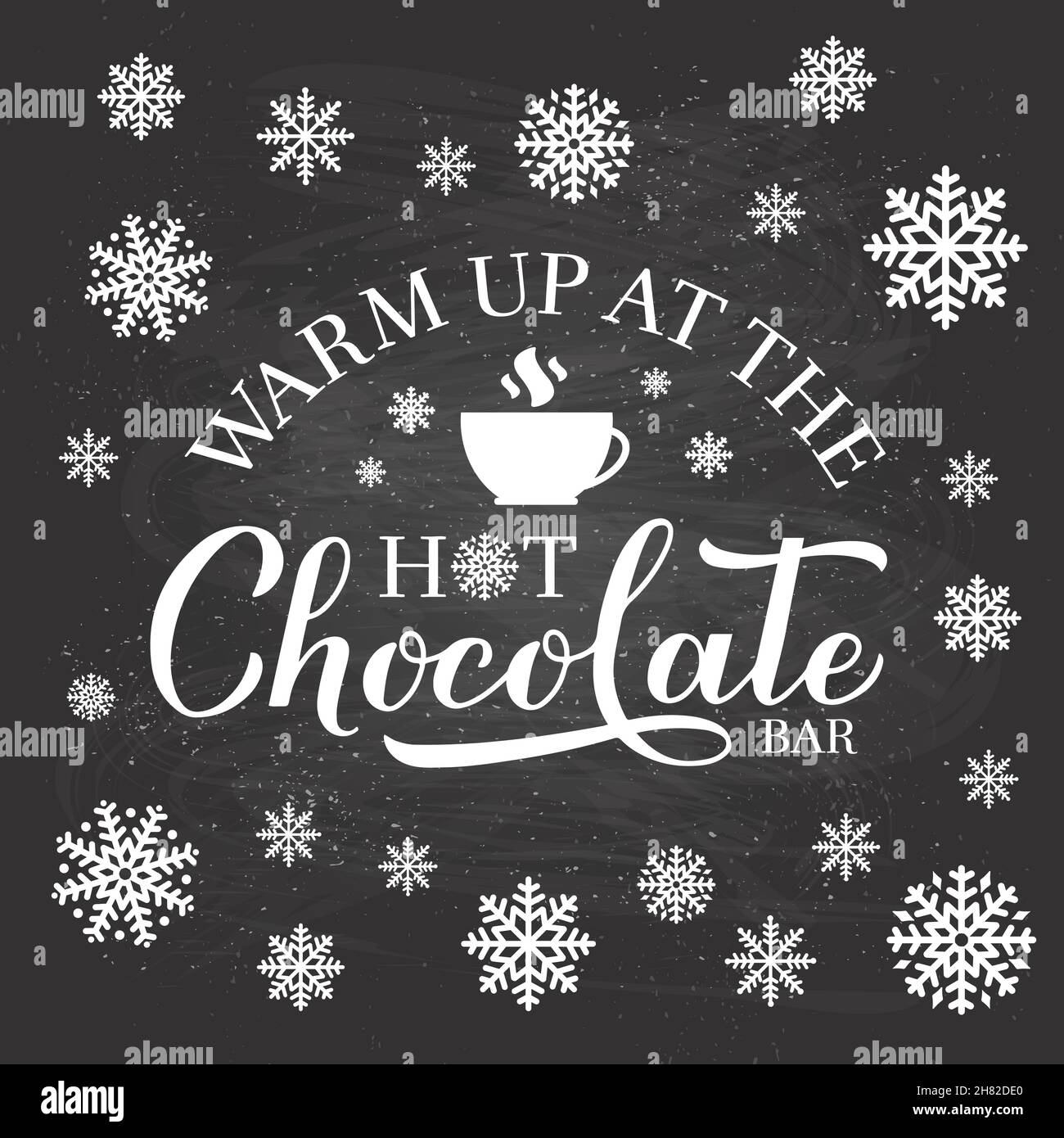 Hot chocolate bar calligraphy lettering on chalkboard background ...