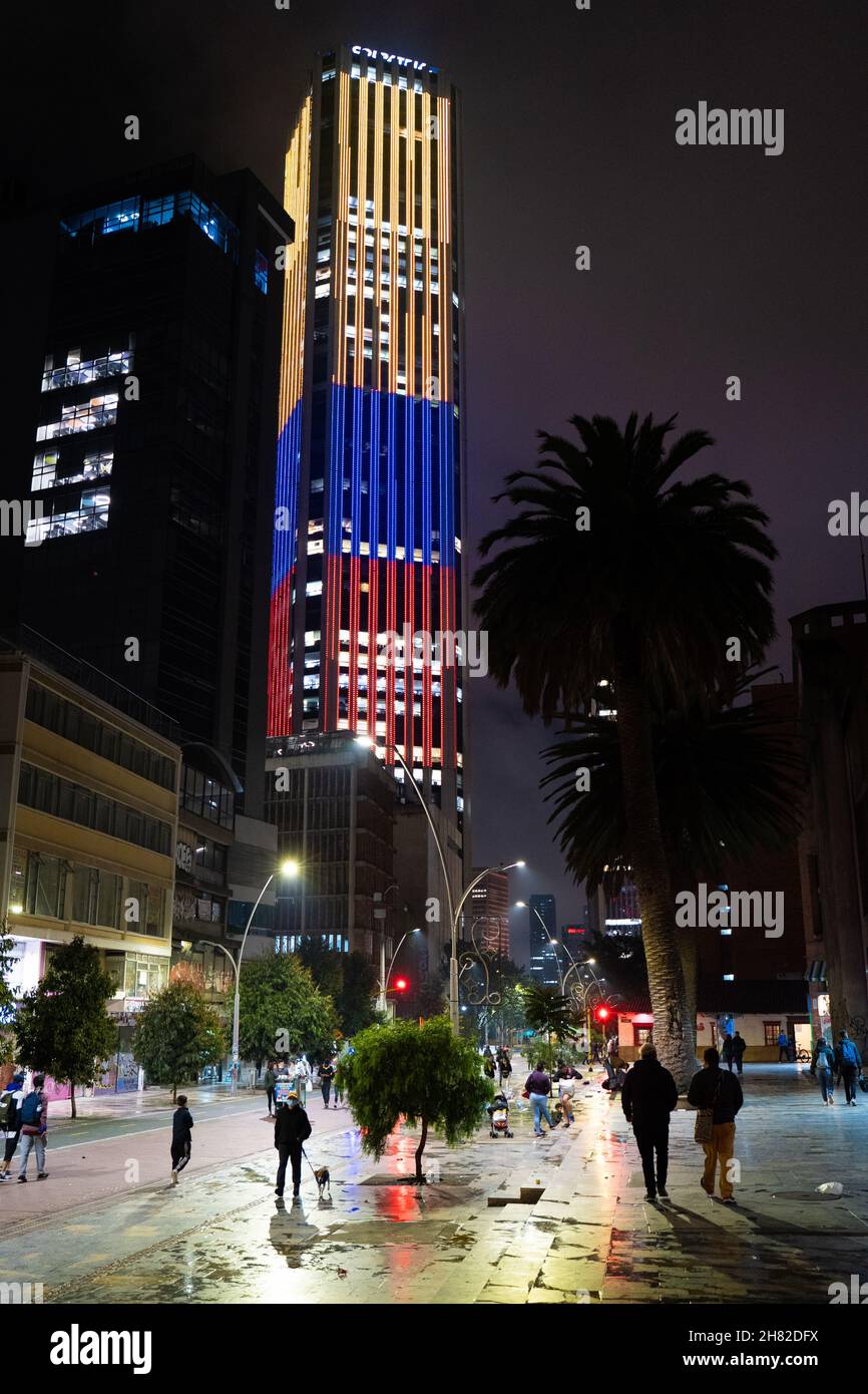 Bogota, Colombia, November 26, 2021. The Colpatria tower, one of the ...