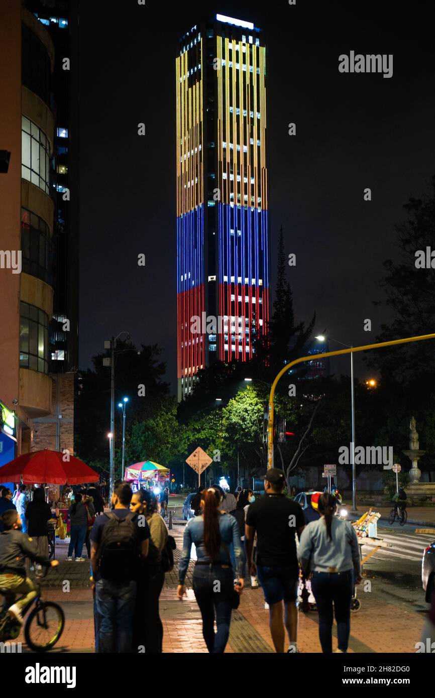 Bogota, Colombia, November 26, 2021. The Colpatria tower, one of the ...